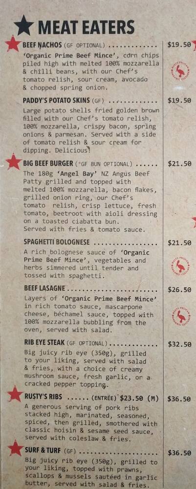 Menu at Rusty Tui Sports Bar, Matakana