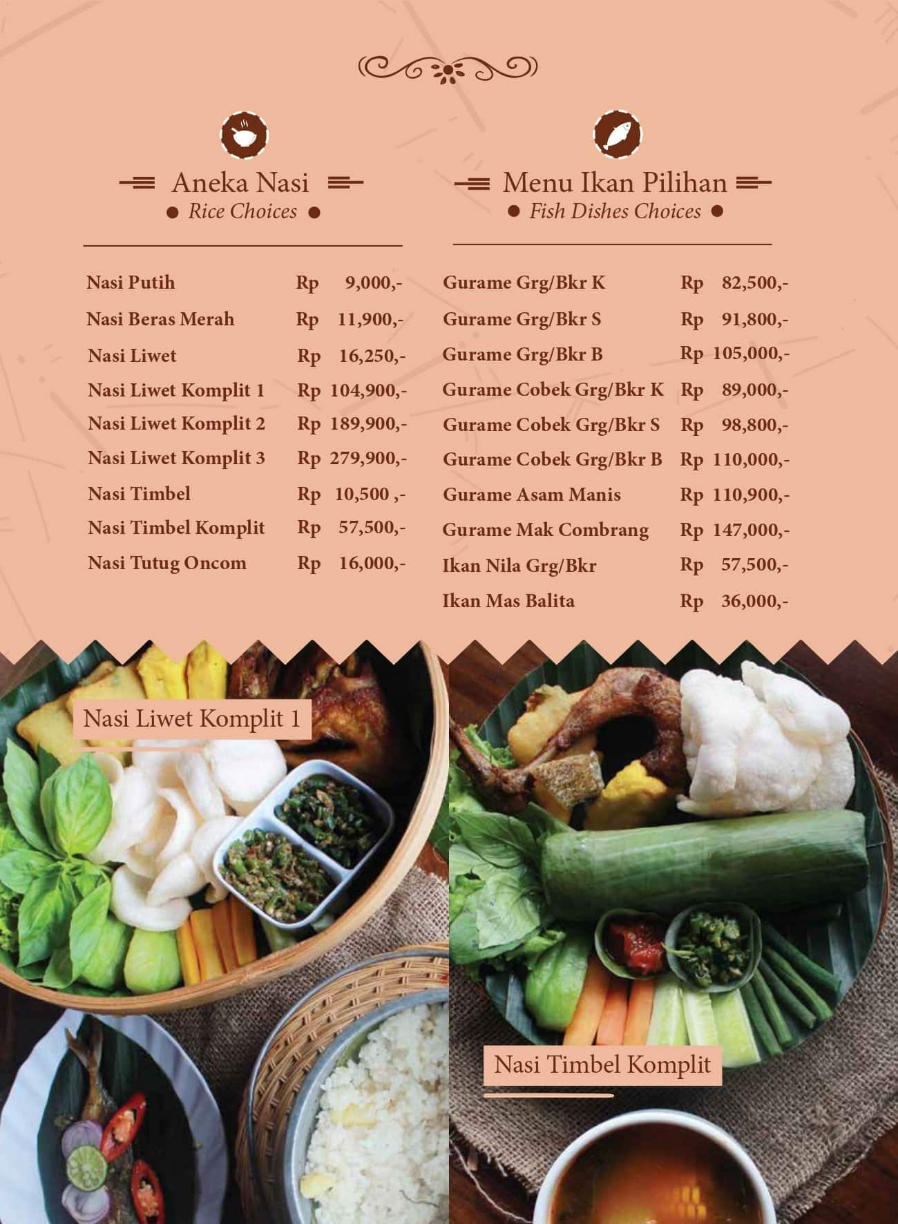 Menu at RM Bumi Nini, Leuwimalang