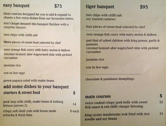 Menu at Easy Tiger Smith St. restaurant, Collingwood