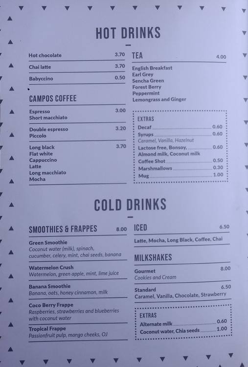 Menu at Under The Clock Cafe, Brisbane City