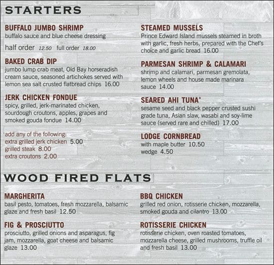 Redstone American Grille Menu, Menu for Redstone American Grille ...