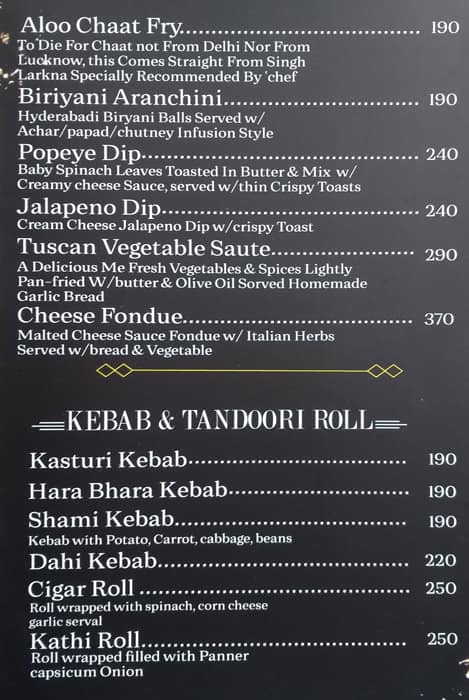 Menu at SKYZA Rooftop Lounge, Jaipur