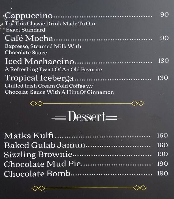 Menu at SKYZA Rooftop Lounge, Jaipur