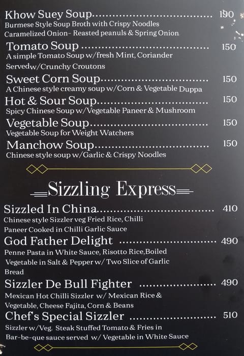 Menu at SKYZA Rooftop Lounge, Jaipur