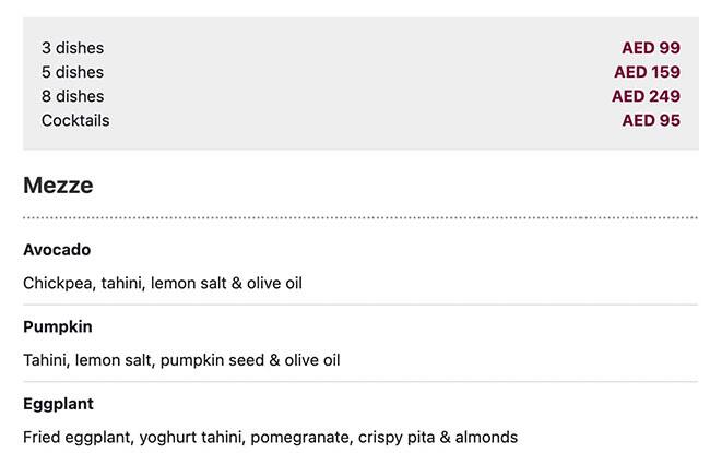 Menu of Farrago - W Dubai Mina Seyahi, Dubai Marina, Dubai