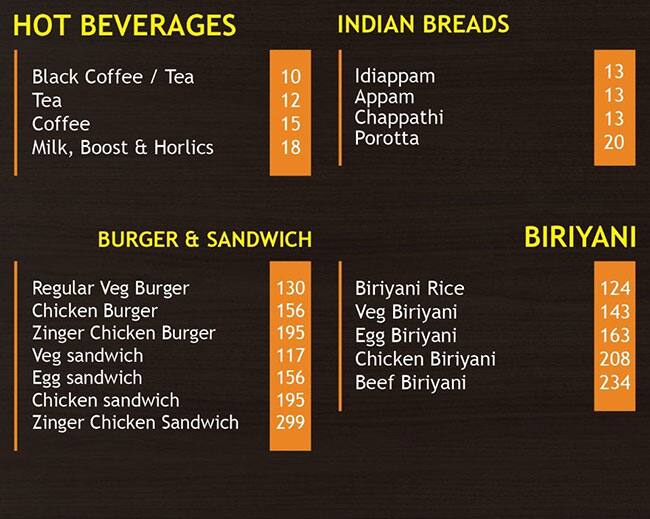 Menu of Happy Menu, Bannerghatta Road, Bangalore