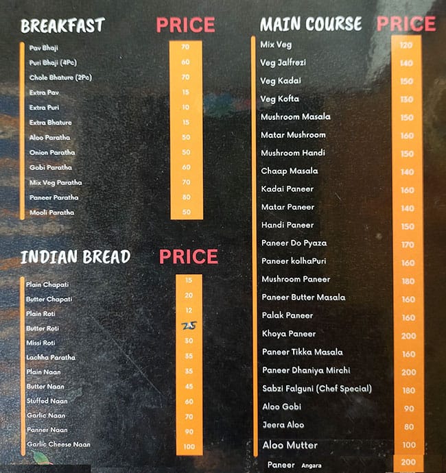 Menu of Feel Like Mom's Taste, Nagawara, Bangalore