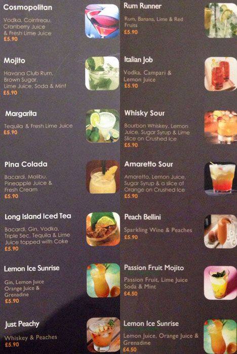 Menu at Atrium Bar & Cafe, London, 69 Russell Square