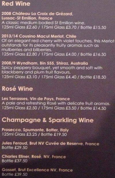 Menu at Atrium Bar & Cafe, London, 69 Russell Square