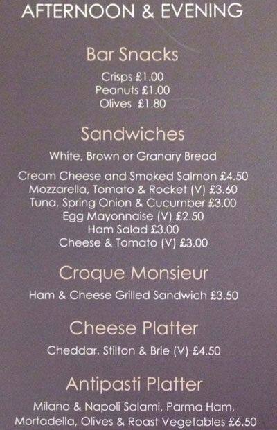 Menu at Atrium Bar & Cafe, London, 69 Russell Square