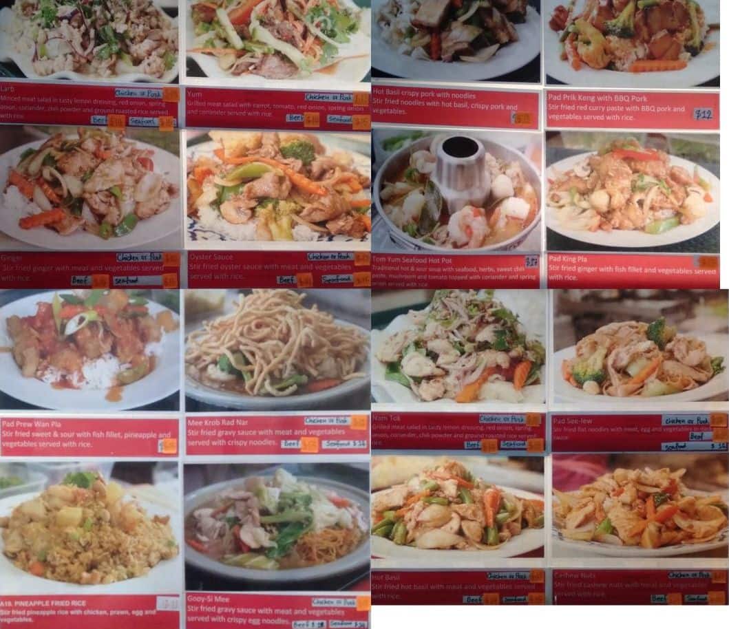 Menu at Thai Issan Malay/European-Asian Cuisine restaurant, Auckland