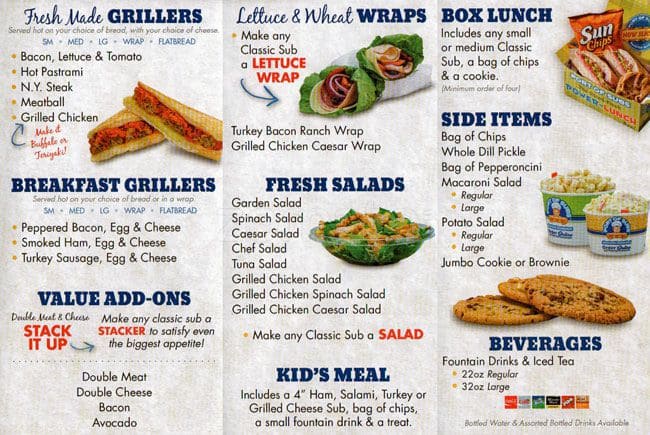 Port of Subs Menu, Menu for Port of Subs, Marysville, Marysville ...
