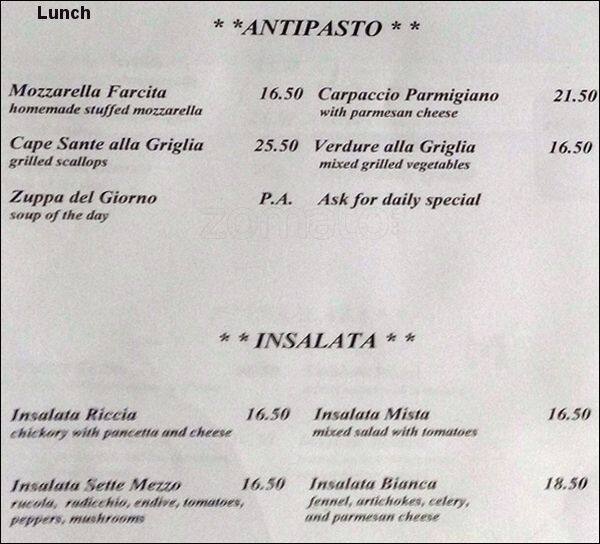 Sette Mezzo a New York City: Foto del Menu con Prezzi - Urbanspoon/Zomato