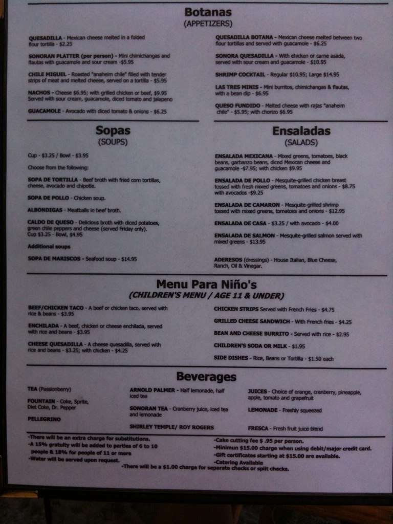 Menu at El Trocadero Steak House pub & bar, Santa Clarita