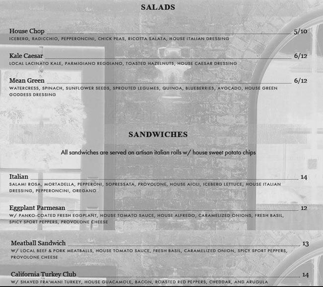 Menu at Harvest Bar + Kitchen - Clintonville, Columbus, N High St