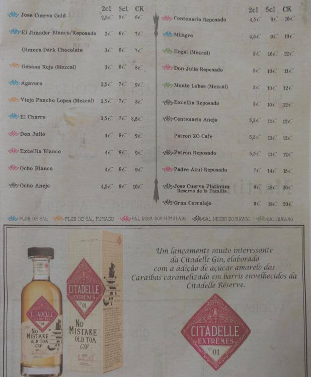 Menu em Gin Signature pub & Bar, Porto