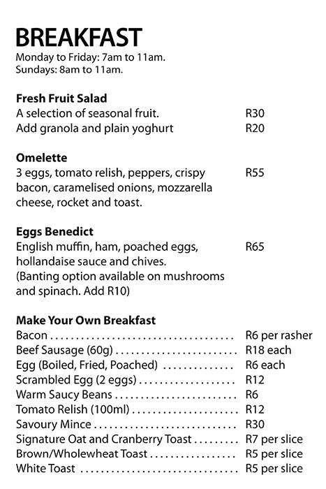 Menu at Christ Church Café restaurant, Midrand