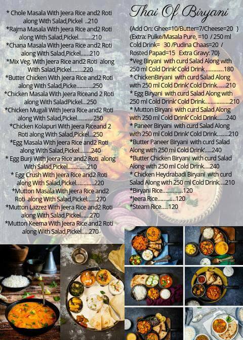 Menu of Thali And Thali, Near Andheri West Station, Mumbai