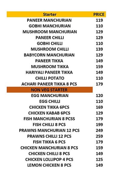Menu of The Signature Kitchen, Kengeri, Bangalore