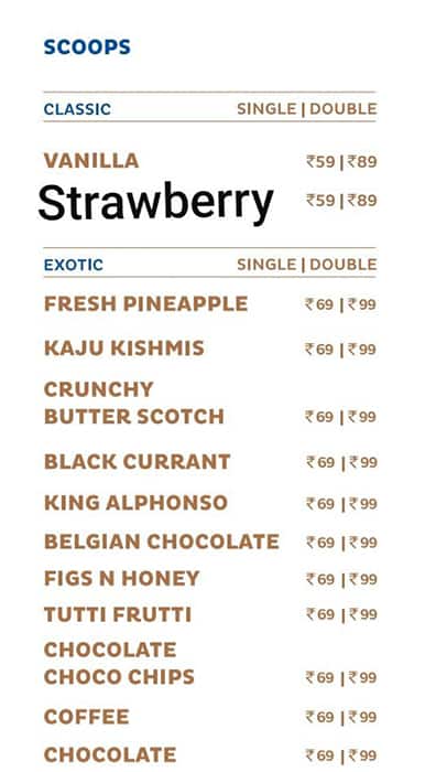 Menu of Cream Bell, Magarpatta, Pune