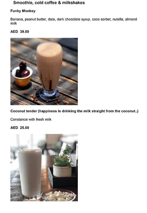 Menu of Bikers Cafe, Jumeirah 1, Dubai