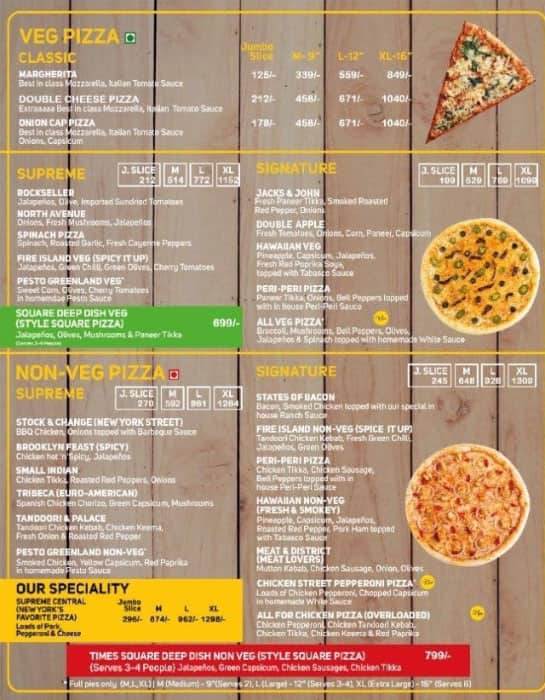 Menu at New York Pizza Express, New Delhi
