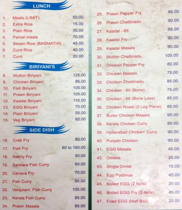 Hotel Buhari Menu, Menu for Hotel Buhari, MG Road, Puducherry - Zomato