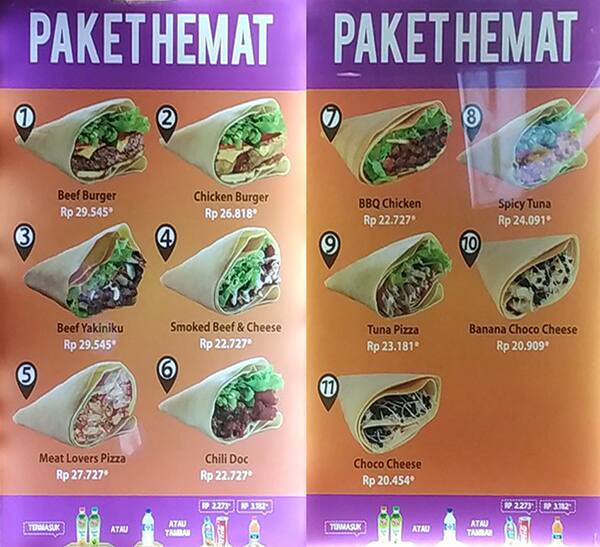 Carta de D'crepes, South Jakarta, Food district. Mall Ambassador lt.4