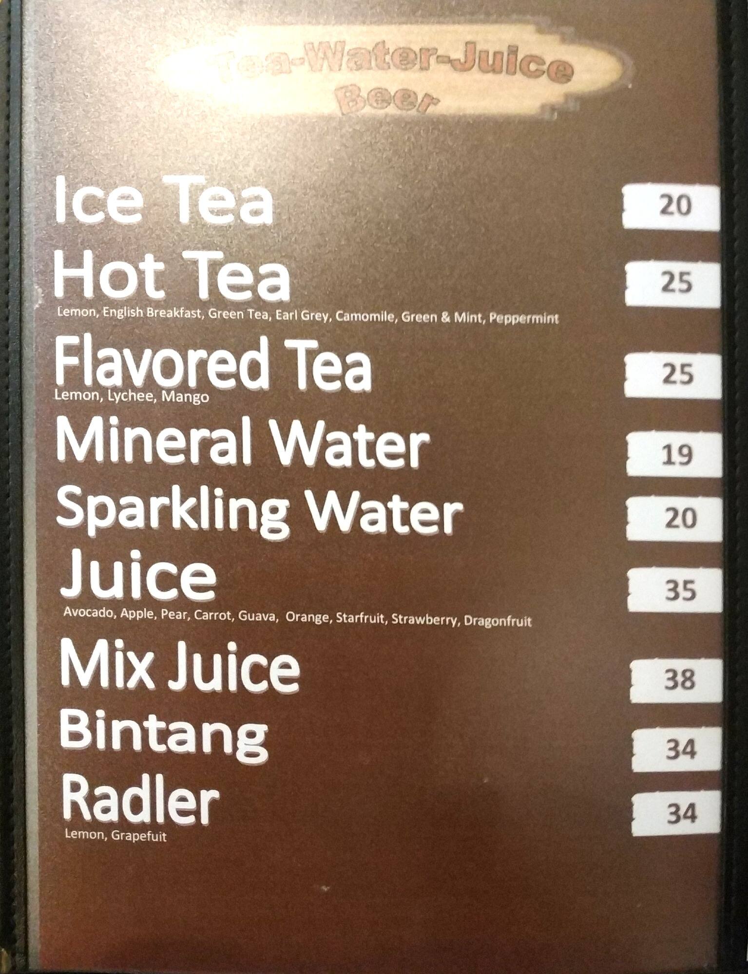 Menu at Coffeelicious cafe, Central Jakarta