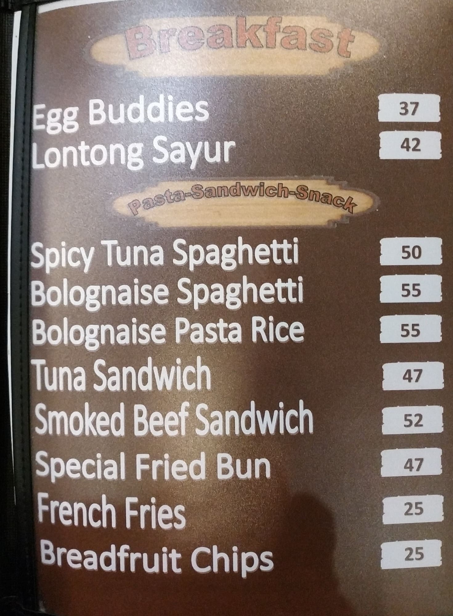 Menu at Coffeelicious cafe, Central Jakarta