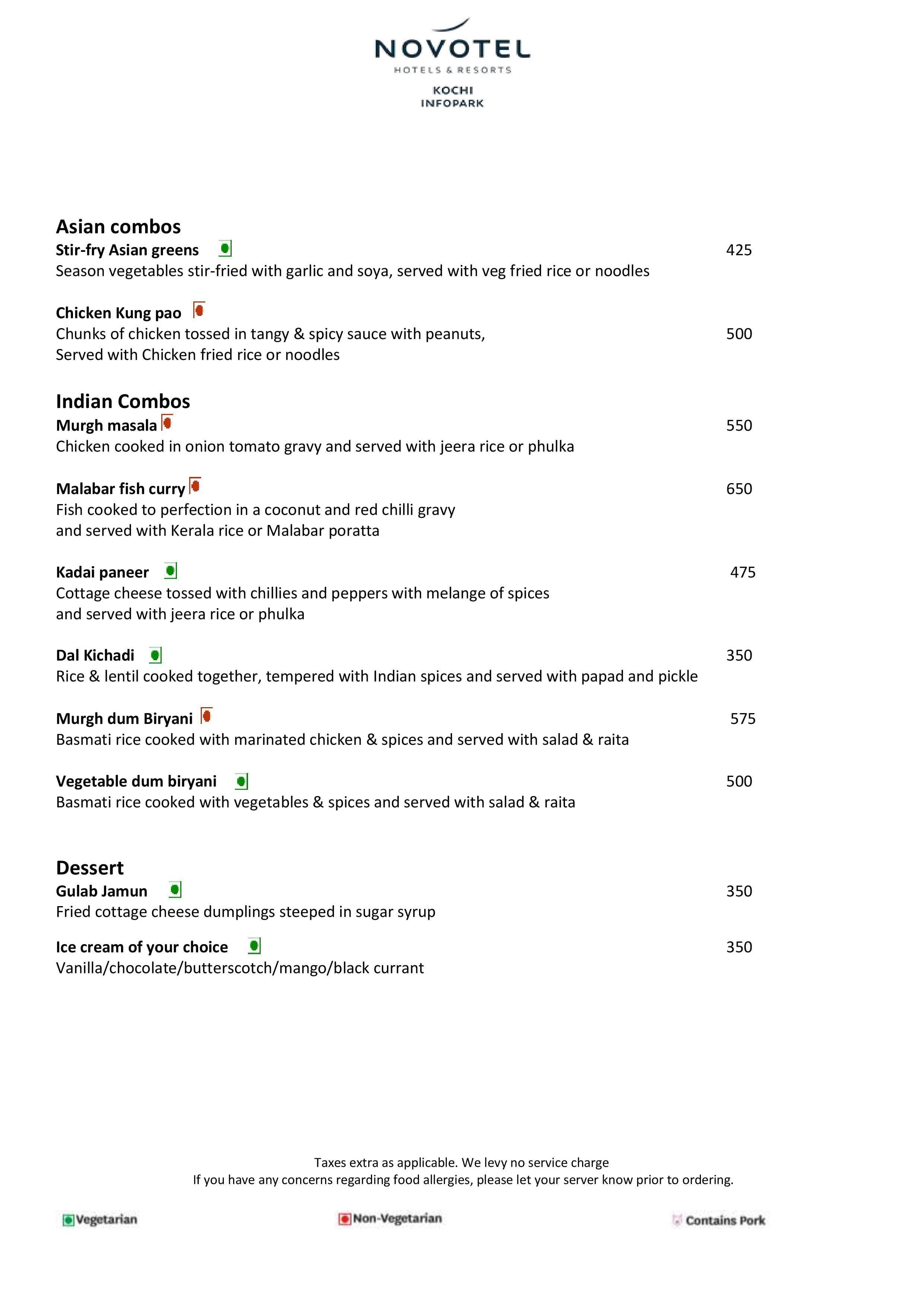 Menu at The Square, Kochi