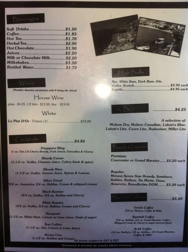 Menu at Johnny's Maples Pizza & Restaurant, Winnipeg
