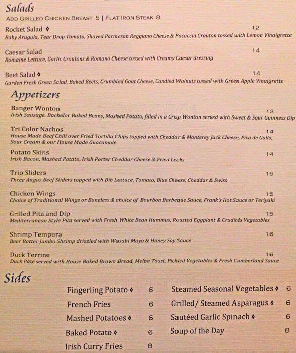 Menu at The Fitz pub & bar, New York City, 687 Lexington Ave