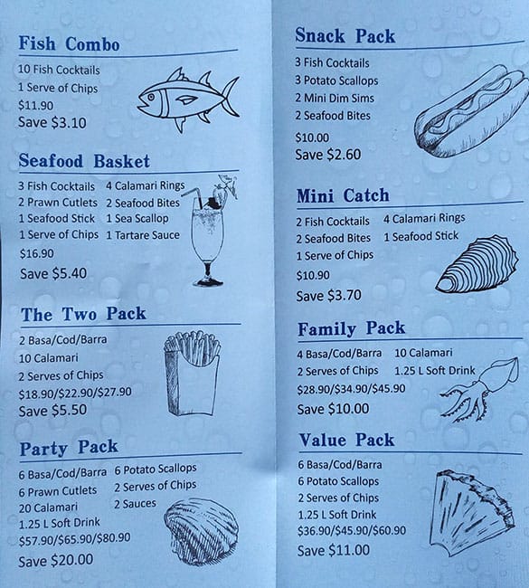Menu at Seafood on Pub Lane - fish & chips, Greenbank