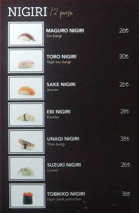 Menu at Beyond Akaretler, Istanbul