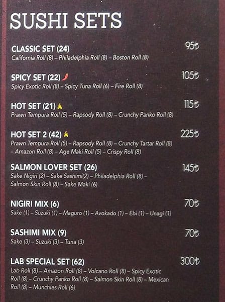 Menu at Beyond Akaretler, Istanbul