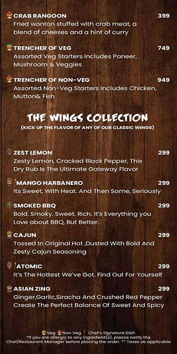 Menu at TIKI TAKO, Chennai