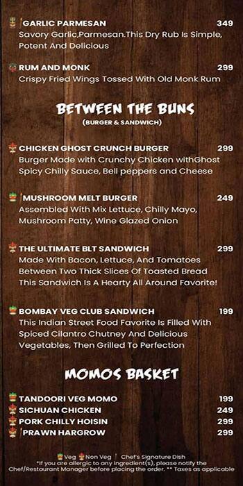 Menu at TIKI TAKO, Chennai