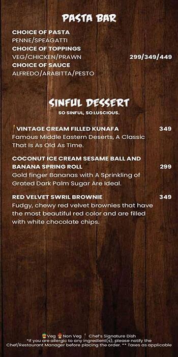 Menu at TIKI TAKO, Chennai