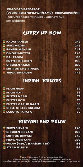 Menu at TIKI TAKO, Chennai