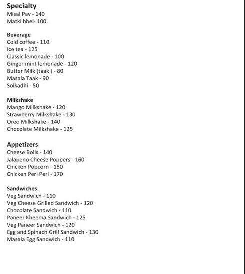 Menu of Pizzeria Express, Wagholi, Pune