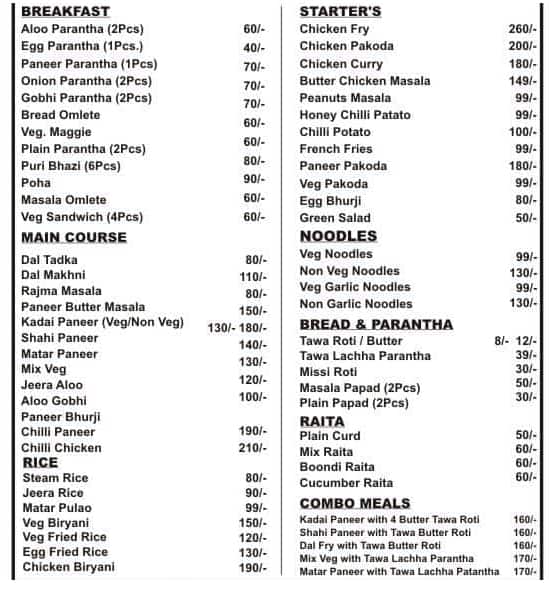Menu of The Grand Cuisine, South City 1, Gurgaon