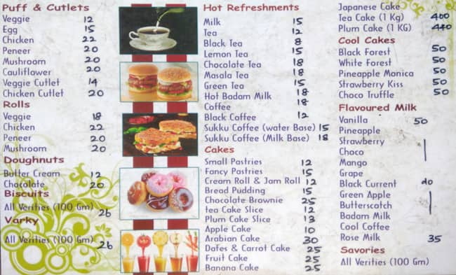 Menu of Caramel Bakes, Peelamedu, Coimbatore
