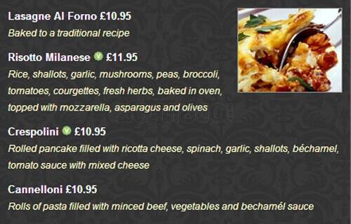 Menu at Casa Italia restaurant, Birmingham