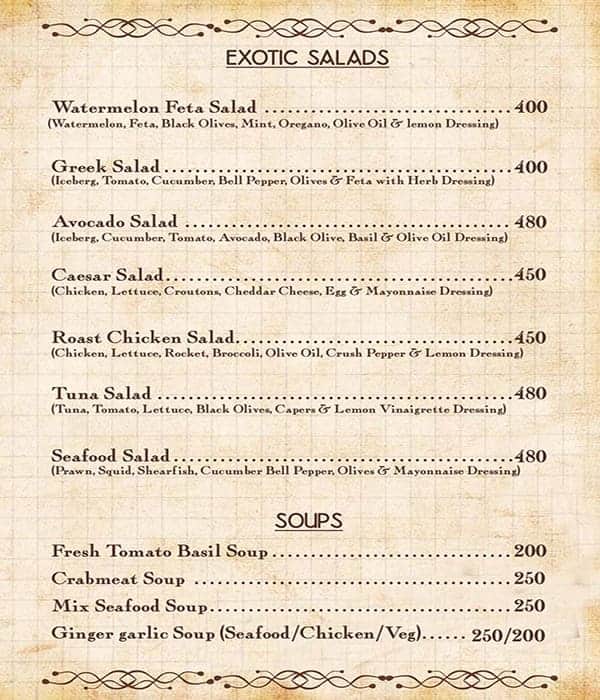 Menu of Fat Fish, Baga, Goa