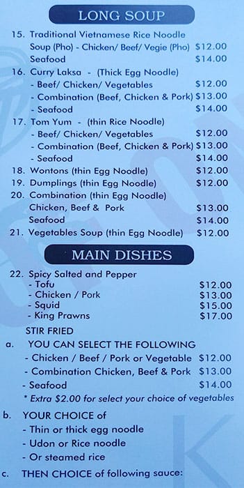 Menu at Kreate Noodle Bar, Templestowe Lower