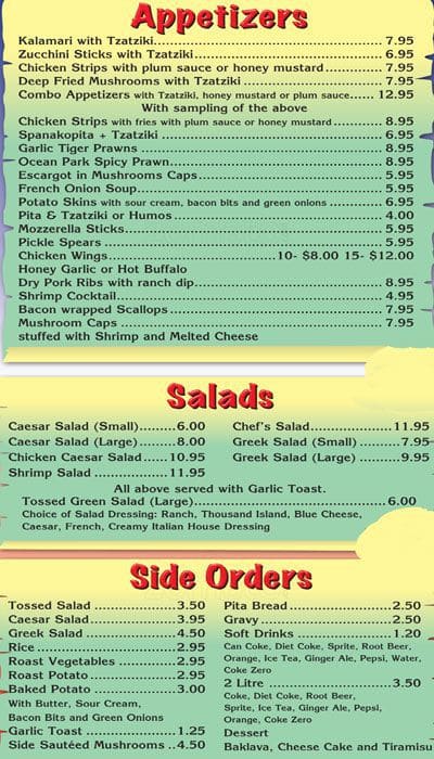 Menu at Ocean Park Pizza & Steak House steakhouse, Langley Township ...