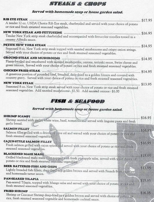 Menu at Kaffe Mocha restaurant, Santa Rosa