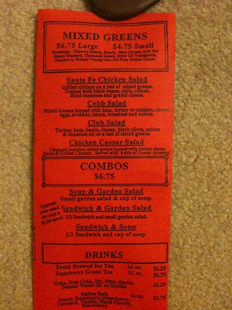 Menu at Gidgets Sandwich Shack restaurant, Wichita Falls
