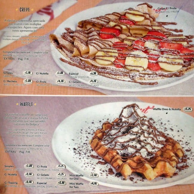 Menu at Nut' desserts, Porto